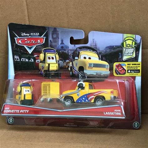 Disney Cars Diecast Jeff Gorvette Pitty And Crew Chief John Lassetir