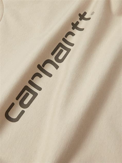 Carhartt Wip Script Logo Print Cotton Jersey T Shirt Neutrals