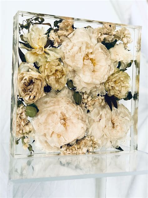 10 Square Resin Block Bridal Bouquet Preservation Bowkay Designs