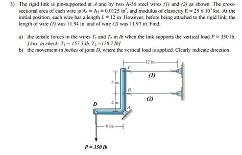 The Rigid Link Is Pin Supported At A And By Two A Chegg