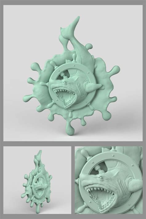 3d Model Stl Cnc Router File 3dprintable Splash Shark Panel Artofit