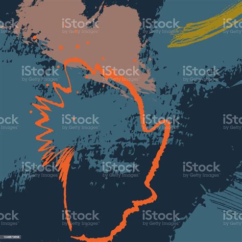 벡터 해군 오렌지 동적 브러쉬 스트로크 패턴입니다 대비 해군 녹색 창조적인 현대 장식 인쇄입니다 보헤미안 추상 페인트 요소입니다 표현 신선한 텍스처입니다 0명에 대한 스톡