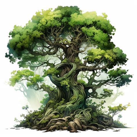 Premium AI Image A Tree With A Large Trunk And A Lot Of Leaves Generative Ai