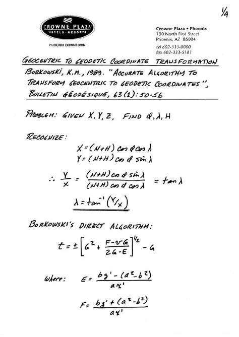 Geodesy 1 Geocentric To Geodetic Coordinate Transformation Sure 452