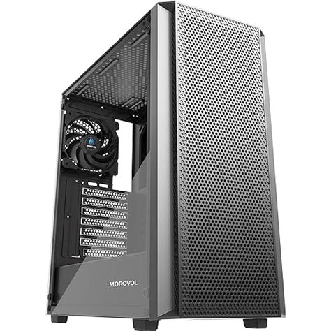 Snapklik Com MOROVOL ATX PC Case Mesh Front Panel Mid Tower Gaming PC Case 4 Fans