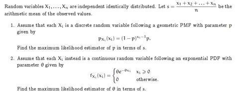 Solved Random variables X1, ..., Xn are independent | Chegg.com
