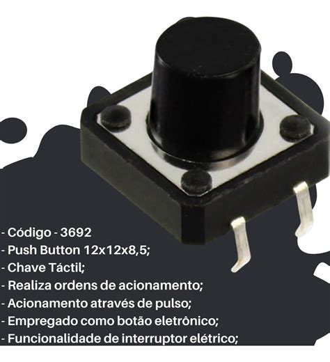Chave Táctil Push Button Kfc A06 12x12x85mm 4t 10 Peças Smartcomp