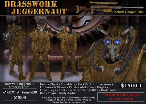 Second Life Marketplace Brasswork Juggernaut Armor