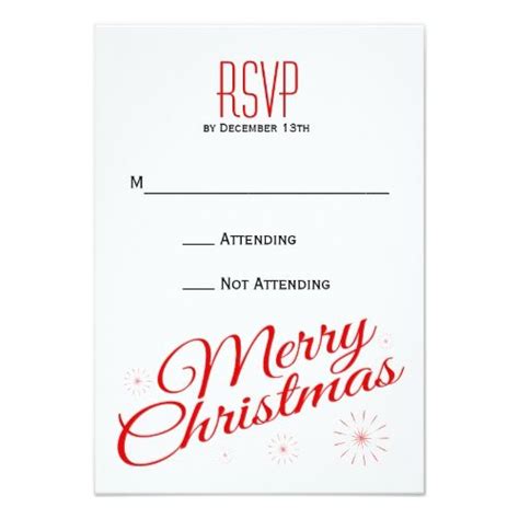 Elegant Red Script Christmas Party Rsvp Card Rsvp Card Christmas