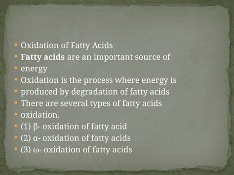 Oxidation Of Fatty Acids Pptx