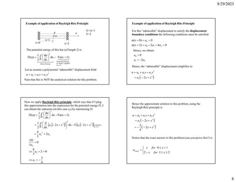 Rayleigh Ritz Method 1 D Bar Problempdf Physics Science