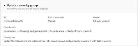 Security Group Update Review Required AMS Advanced Change Type Reference