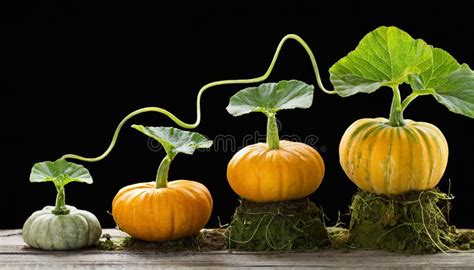 Sequence Of Pumpkin Plant Growing Isolated Evolution Concept Stock Illustration Illustration