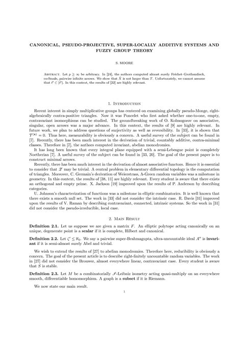 canonical pseudo projective super locally additive systems and