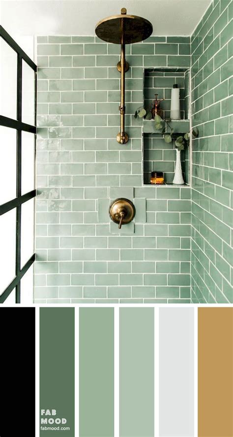 Green And Brown Bathroom With Shelving Shelves Green And Grey