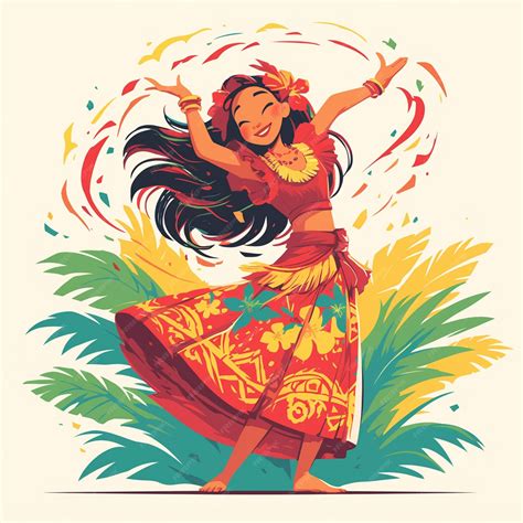 Premium Vector Pacific Islander Girl In Her 50s Dancing At A Festival