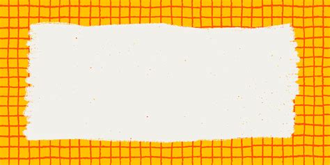 노란색 격자 무늬 배경에 그런지 찢어진 가장자리가 있는 소박한 사각형 노란색 체크 무늬 패턴에 거친 찢어진 빨간색 사각형의 벡터