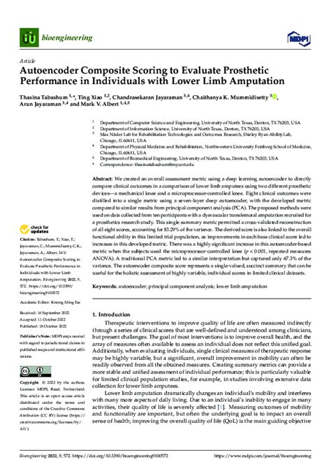 Pdf Autoencoder Composite Scoring To Evaluate Prosthetic Performance