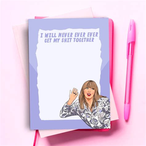 Never Ever Taylor Swift Notepad Pop Cult Paper Outer Layer