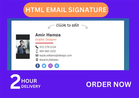 do clickable html email signature for gmail outlook by hamza khan11224