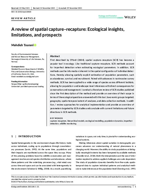 pdf a review of spatial capture recapture ecological insights