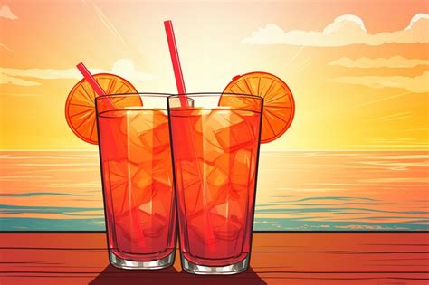 Tropical Cocktail Drinks Background Vector Premium Ai Generated Image