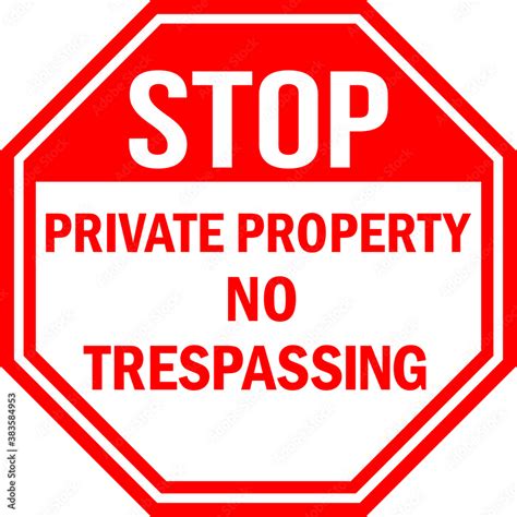 Private Property No Trespassing Warning Sign Red Background Perfect
