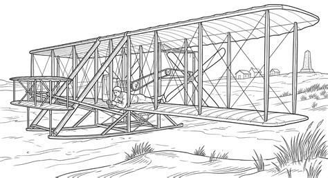 Historic Wright Flyer Biplane On Ground