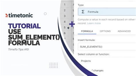 How To Use Sumelement Formula In Timetonic