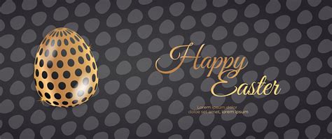 부활절 포스터와 황금 부활절 달걀이 있는 배너 템플릿입니다 해피 부활절 휴일 배너입니다 고급 부활절 장식 배너 월페이퍼 카드에 적합 벡터 디자인 0명에 대한 스톡 벡터 아트