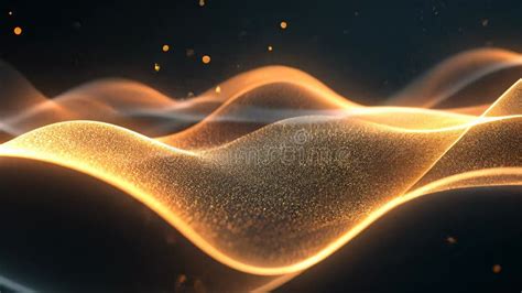 Abstract Glowing Golden Wave Pattern With Sparkling Particles Digital