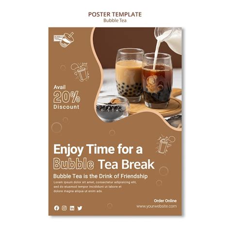 Premium Psd Flat Design Bubble Tea Template