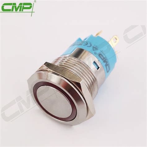 CMP Metal Illuminated 2no2nc 19mm Latching Dpdt Push Button Switch Push Button Switch And
