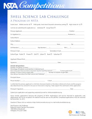Fillable Online Science Nsta Shell Lab Challenge National Science Teachers Association Fax