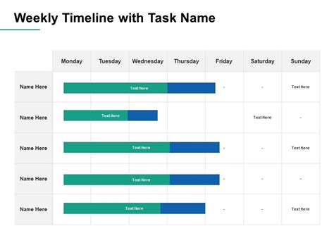 Weekly Timeline With Task Name Ppt PowerPoint Presentation Ideas Graphics Design