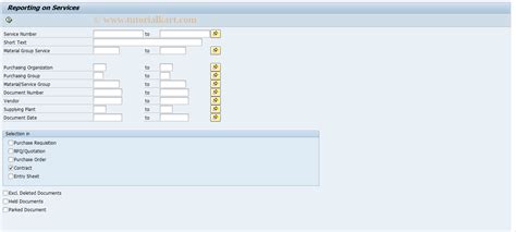 MSRV SAP Tcode Service List For Entry Sheet
