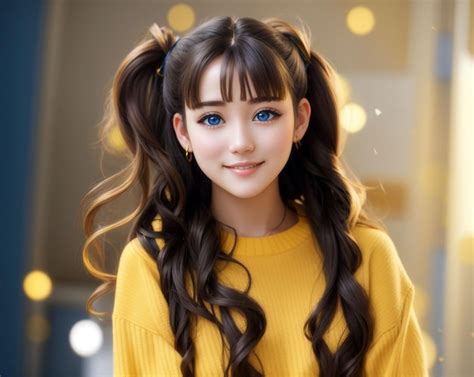 Premium Ai Image Beautiful Young Woman With Long Curly Hair Ai Generated