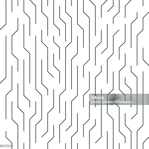 얇은 라인의 원활한 벡터 흑백 하이테크 패턴 흰색 배경에 고립 된 얇은 검은 선의 매끄러운 벡터 간단한 선형 패턴을 재고하십시오 0명에 대한 스톡 벡터 아트 및 기타 이미지
