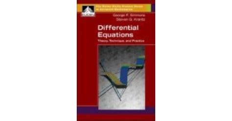 Differential Equations Theory Technique And Practice By George F Simmons