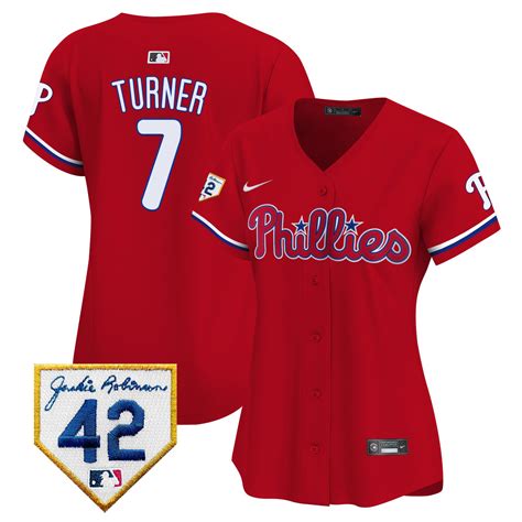 Trea Turner Womens Philadelphia Phillies 2024 Jackie Robinson Patch Vapor Premier Limited Red