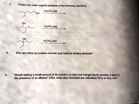 SOLVED: Predict the major organic products of the following reactions ...