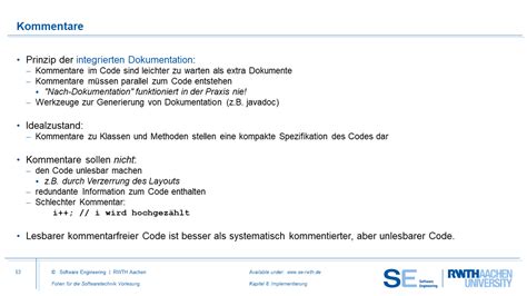Softwaretechnik Implementierung SE RWTH