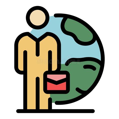 Outsource Global Icon Color Outline Vector Stock Vector Illustration Of Lined Thin 233764731