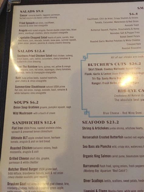 Menu At Echo And Rig Butcher And Steakhouse Las Vegas