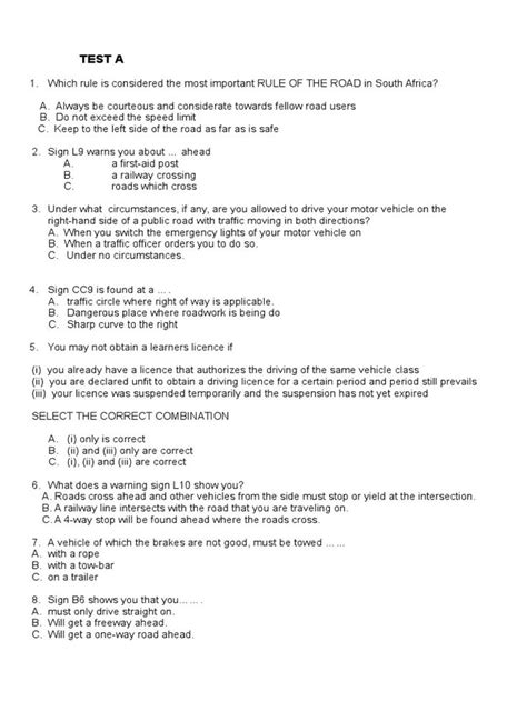 Learners Licence Test Licence Test Learners Licence Driving Test Questions