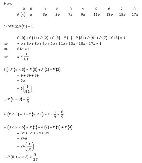 R D Sharma Solutions Class Math Chapter Mean And Variance Of A Random Variable Ex