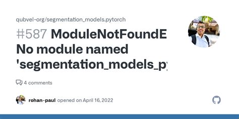 Modulenotfounderror No Module Named Segmentationmodelspytorch