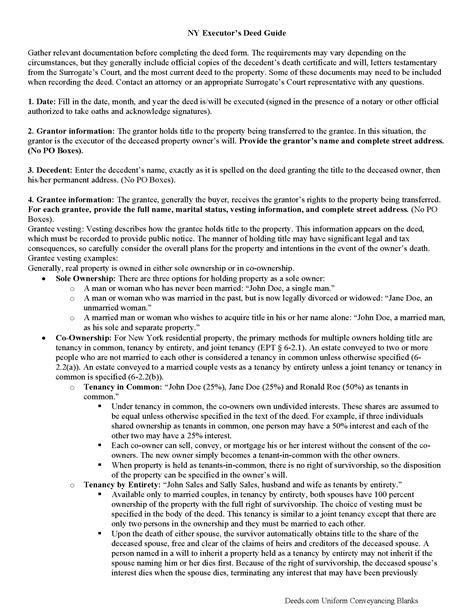 Nassau County Executor Deed Form New York