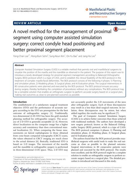 Pdf A Novel Method For The Management Of Proximal Segment Using
