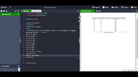 getting tables fastly and accurately the latex tables generator tool